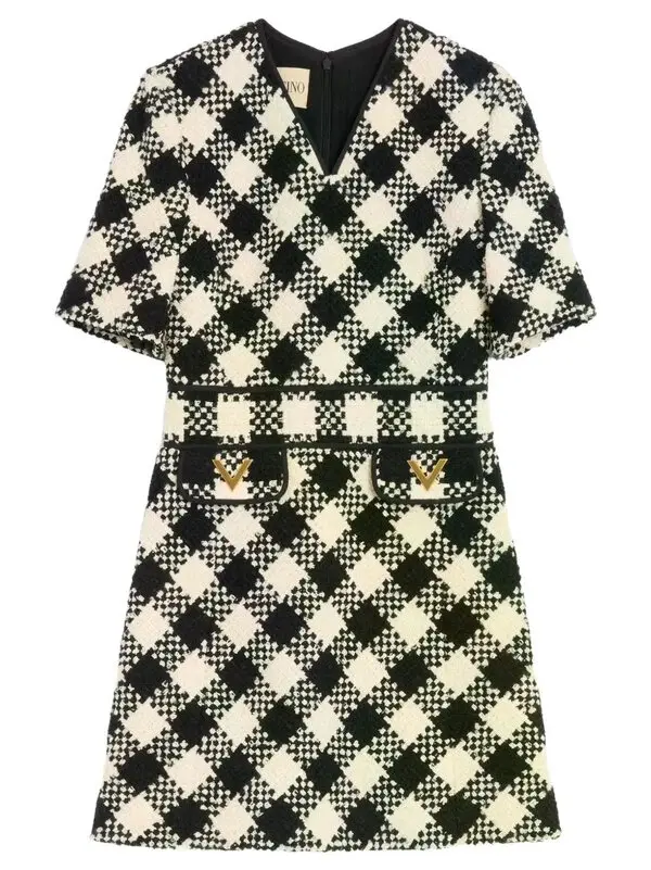 Valentino Garavani Damier Tweed Mini Dress - Black