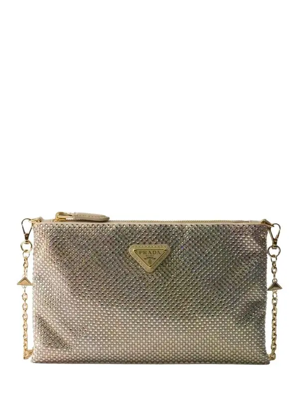 Prada Mini Crystal-studded Clutch - Neutrals