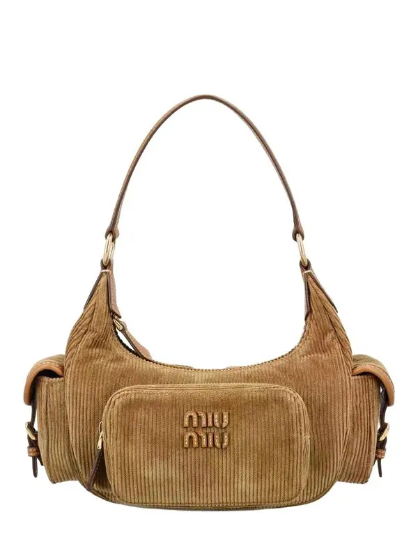 Miu Miu Pocket Corduroy Shoulder Bag - Brown