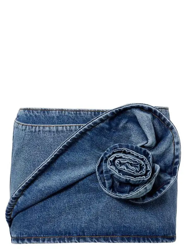 Magda Butrym Floral-appliqué Denim Miniskirt - Blue
