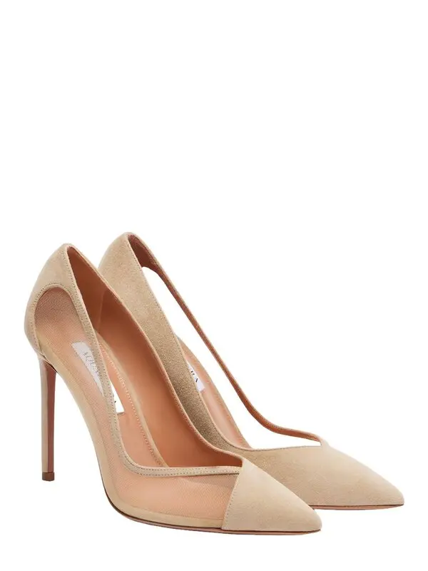 AQUAZZURA Studio 105 Mesh And Suede Pumps - Beige