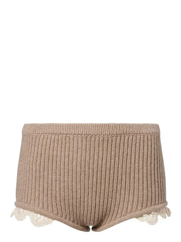Magda Butrym Crochet-trimmed Cashmere Shorts - Beige