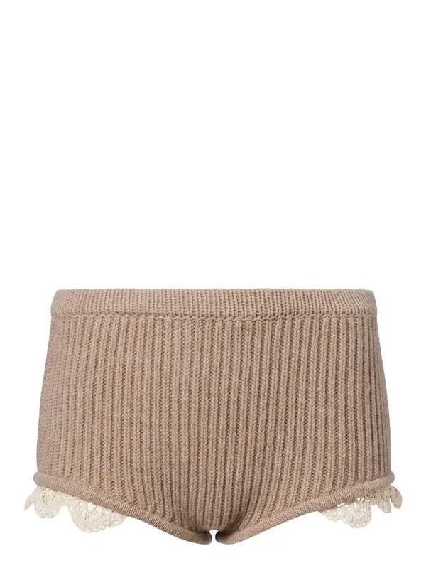 Magda Butrym Crochet-trimmed Cashmere Shorts - Beige