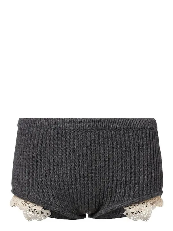 Magda Butrym Crochet-trimmed Cashmere Shorts - Grey