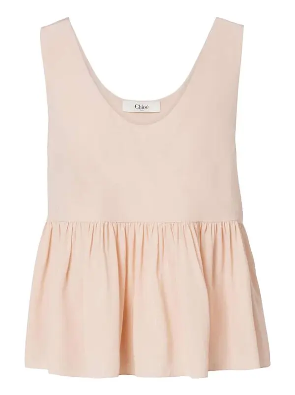 Chloé Silk Crêpe De Chine Peplum Top - Pink