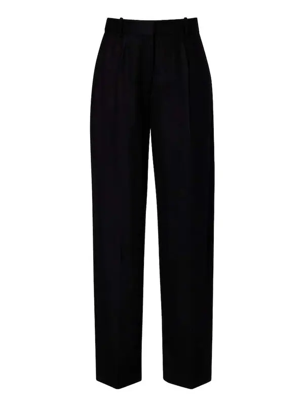 TOTEME Wide-leg Flannel Pants - Black
