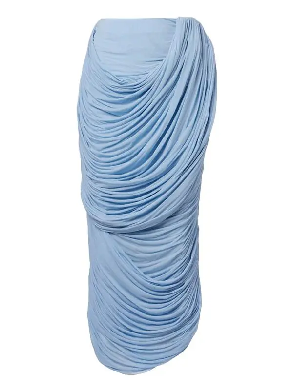 Magda Butrym Draped Ruched Jersey Midi Skirt - Blue