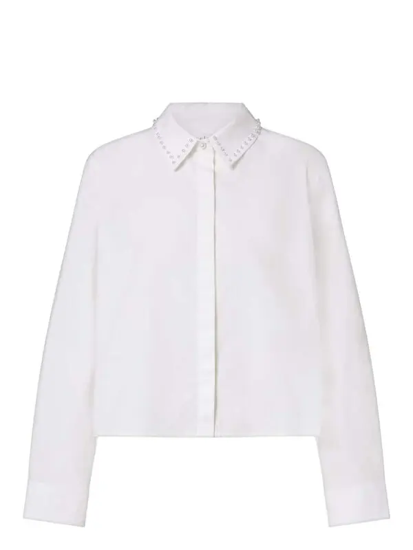 Velvet By Graham & Spencer Jocelyn Beaded Cotton Poplin Shirt - White