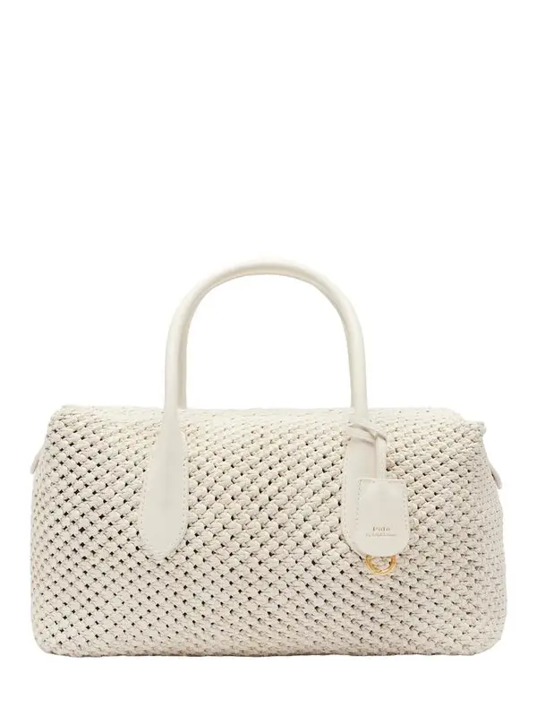 Polo Ralph Lauren Bellport Woven Leather Tote Bag - White