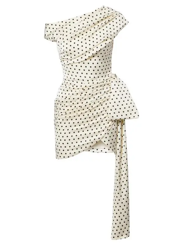 SELF-PORTRAIT Polka-dot Asymmetric Mini Dress - White