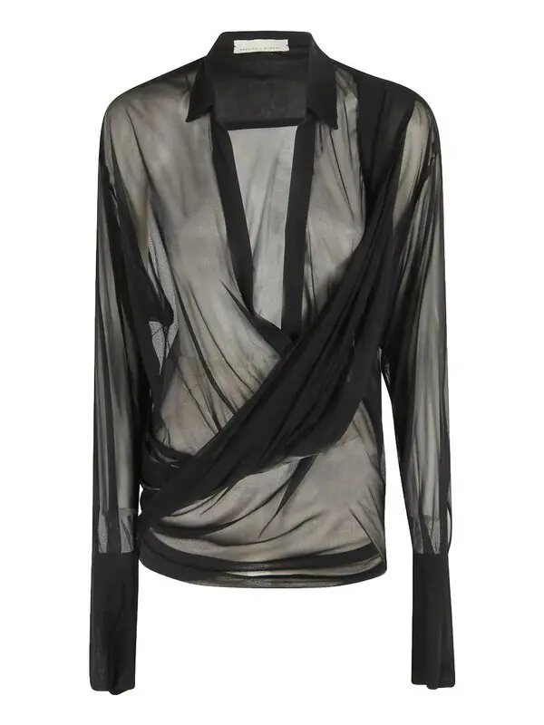 FRANCESCO MURANO Semi-sheer Blouse - Black