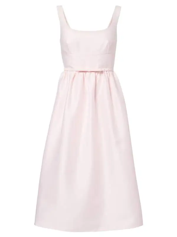 SELF-PORTRAIT Belted Taffeta Midi Dress - Pink