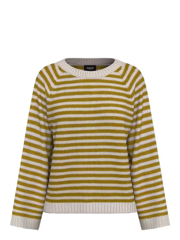Emme Marella Striped Pullover Sweater - Riga Panna/lime
