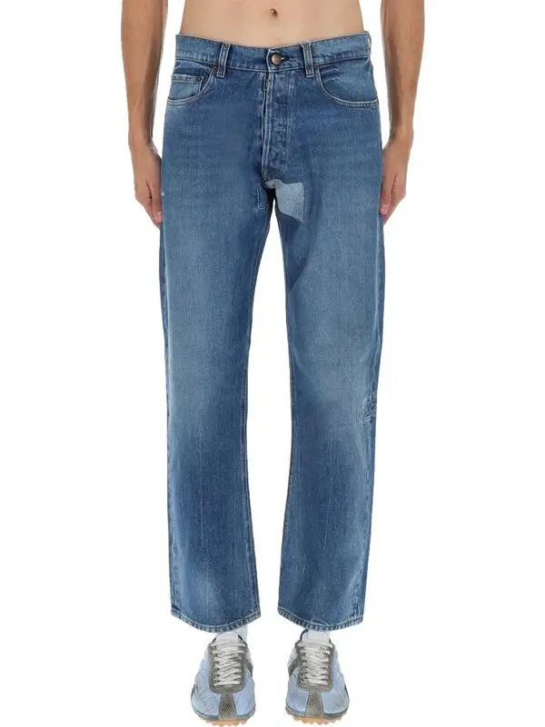 MAISON MARGIELA Straight Leg Jeans With Shelter Detail - Blue