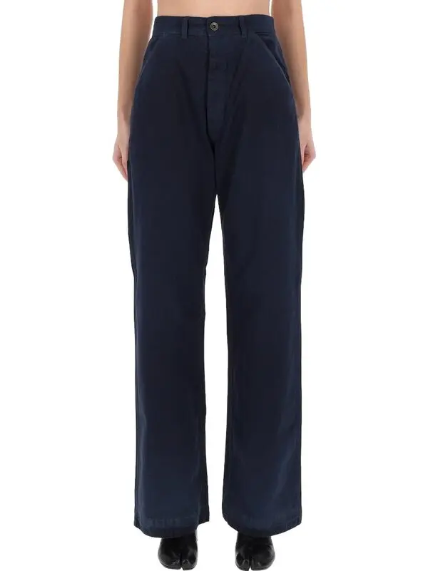 MAISON MARGIELA Herringbone Wide Leg Pants - Blue