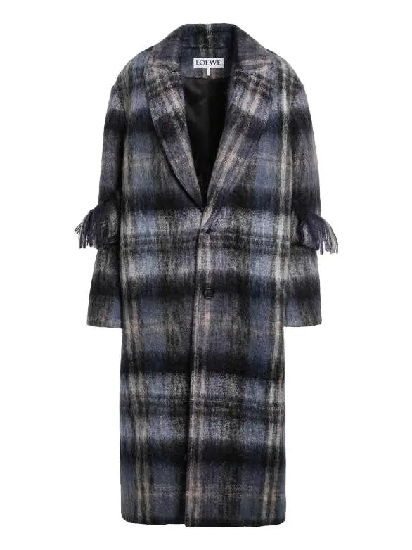 Loewe Checked Mohair-wool Coat - Blue