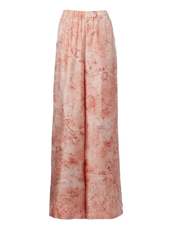 Max Mara Zirlo Printed Silk Twill Wide-leg Pants - Pink
