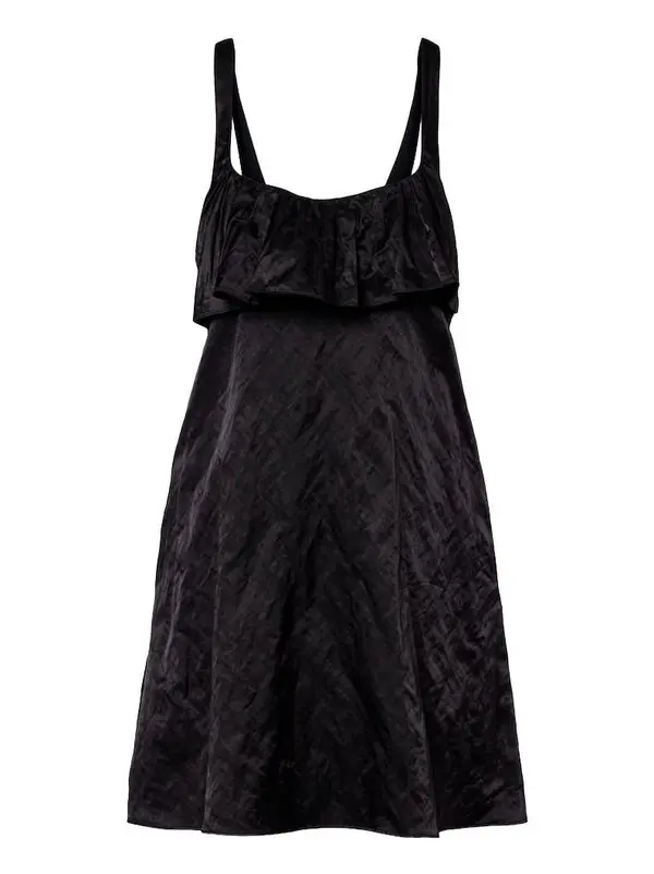 Chloé Ruffled Satin Minidress - Black