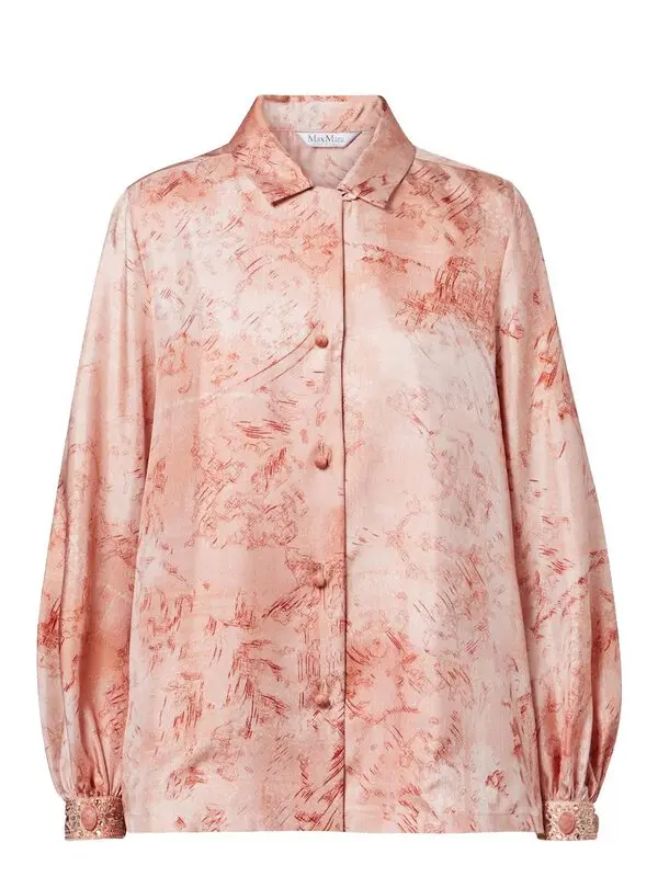 Max Mara Crespo Embellished Printed Twill Shirt - Pink