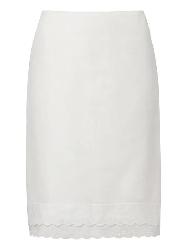 Magda Butrym Lace-trimmed Cotton And Linen Midi Skirt - White