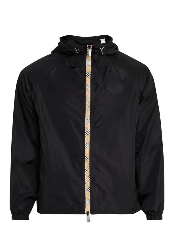 Burberry Check-tape Nylon Relaxed-fit Hooded Jacket - Black