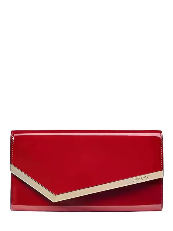 JIMMY CHOO Emmie Logo-debossed Clutch - Red