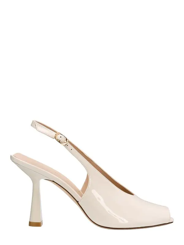 STUART WEITZMAN 85mm Val Patent Leather Slingback Pumps - Cream.