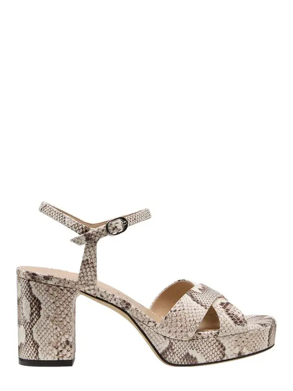 STUART WEITZMAN 80mm Dayna Snake-embossed Leather Platform Sandals - Cream.