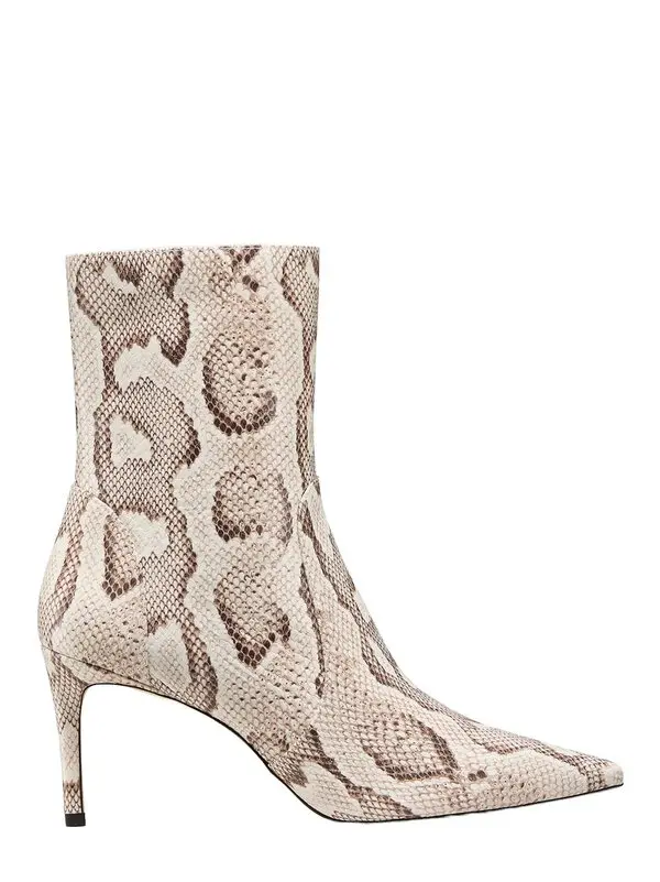 STUART WEITZMAN 75mm Snake-embossed Leather Booties - Cream.