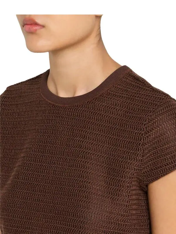 Simkhai Lidie Knit Crop Top - Chocolate