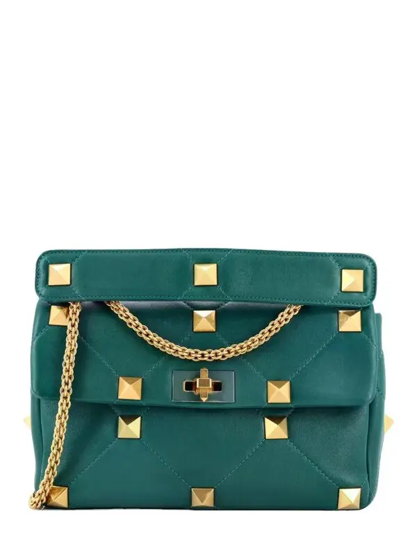 Valentino Garavani Roman Stud Flap Bag Quilted Leather Large - Green