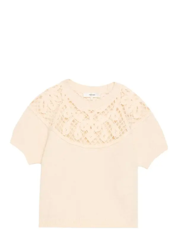 FRAME The Lace Gathered Sweater - Cream