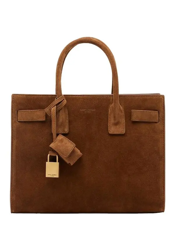 Saint Laurent Sac De Jour Mini Suede Top-handle Bag - Brown