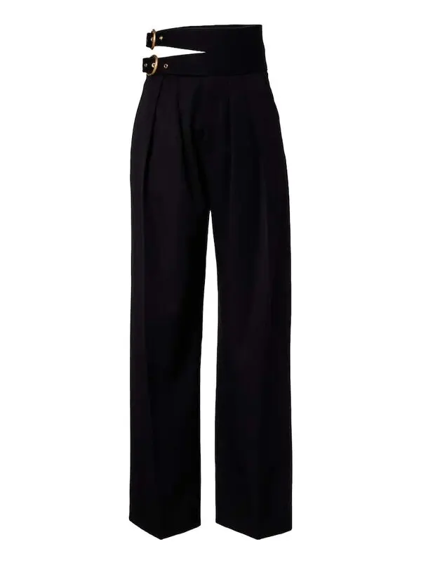 Chloé Virgin Wool Wide-leg Pants - Black