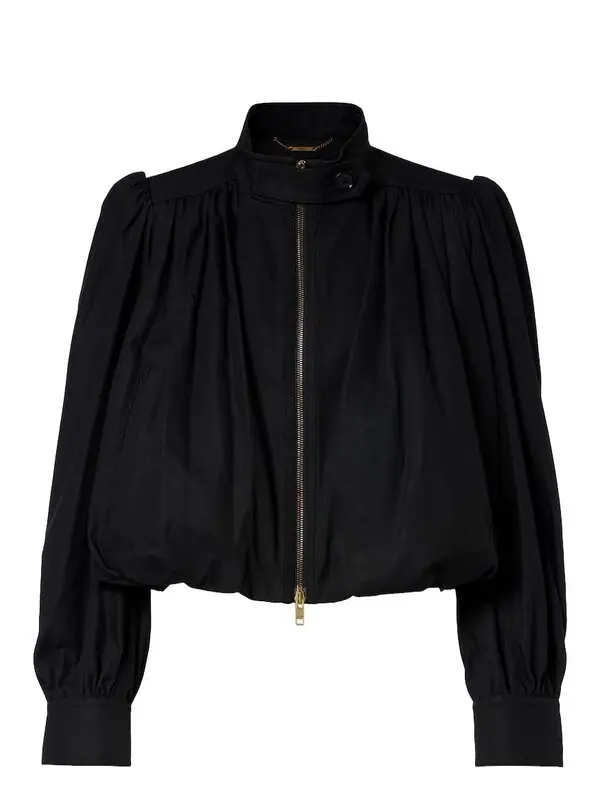 Chloé Gathered Cotton Canvas Jacket - Black