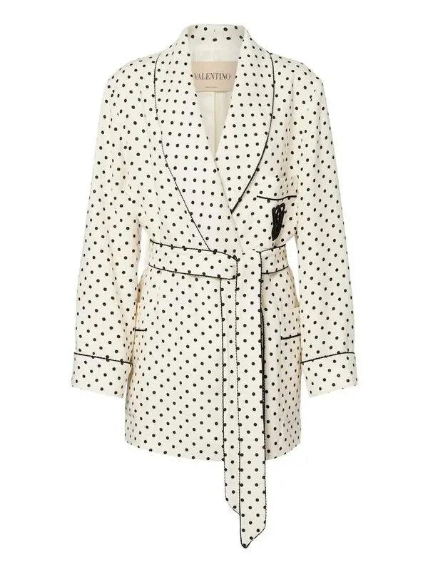 Valentino Garavani Plus De Pois Belted Jacket - White