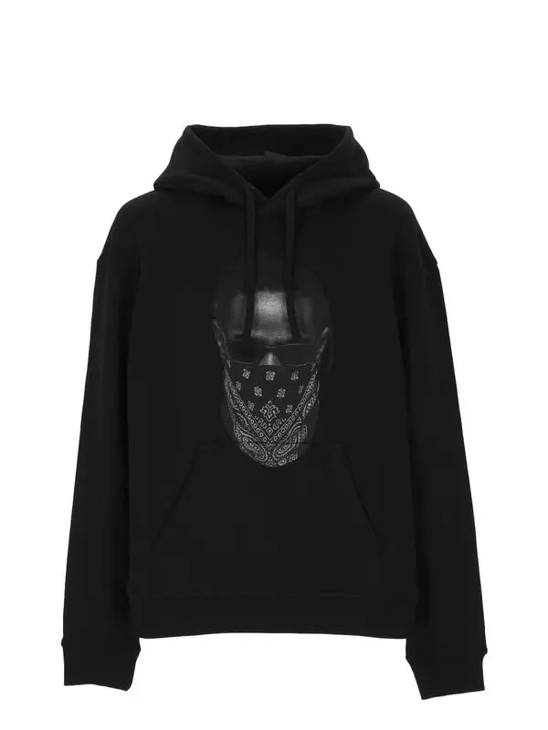 IH NOM UH NIT Graphic-print Cotton Hooded Sweatshirt - Black