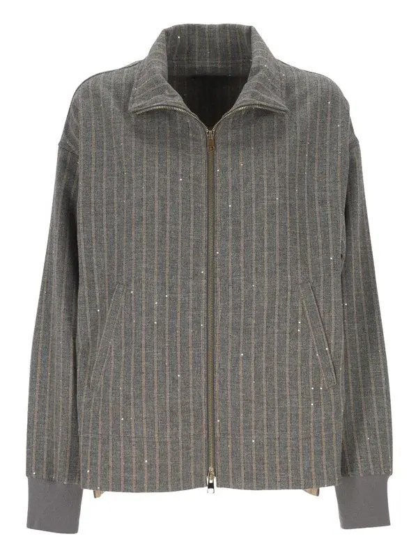 Lorena Antoniazzi Pinstripe Patterned Sweater - Collgrey/hbeige