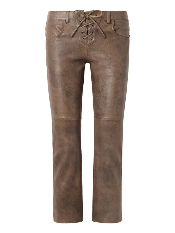 Isabel Marant Vanel Lace-up Leather Slim-leg Pants - Brown