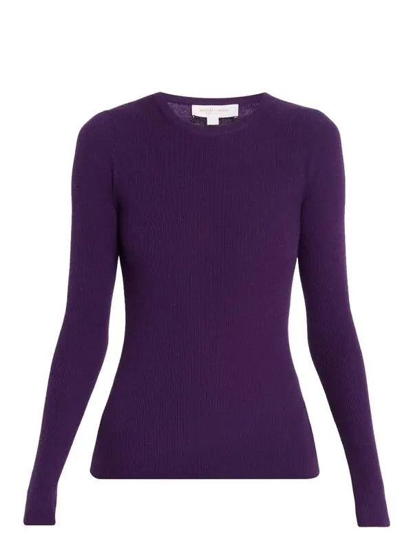 Michael Kors Hutton Ribbed Cashmere Pullover - Amethyst