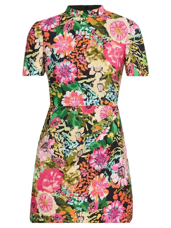 Saloni Draped Floral Mini Dress - Aster Fuch