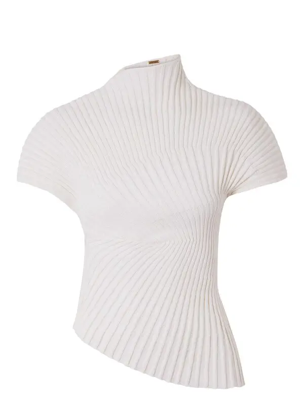 Cult Gaia Annemie Asymmetric Ribbed Top - Off-white