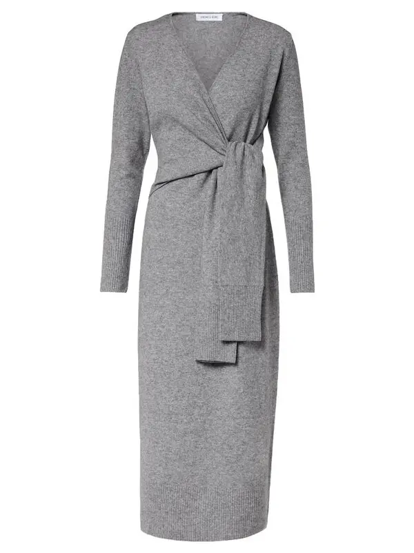 Veronica Beard Salomez Wool And Cashmere Wrap Midi Dress - Grey