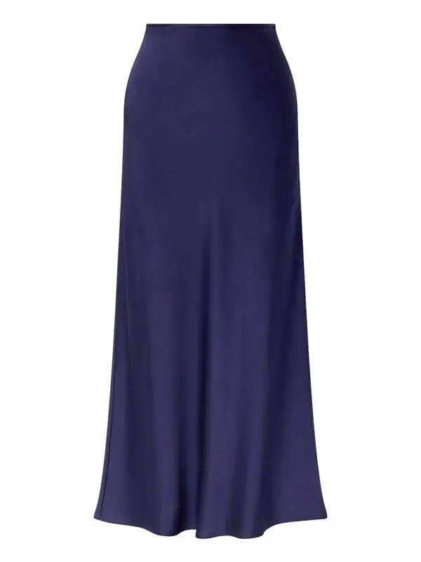Another Tomorrow Satin Midi Skirt - Purple