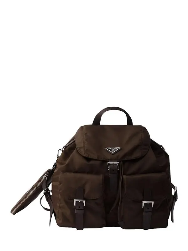 Prada Vela Leather-trim Re-nylon Backpack - Dark Brown
