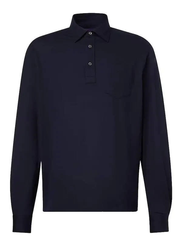 Ralph Lauren Purple Label Cotton And Cashmere Polo Shirt - Blue