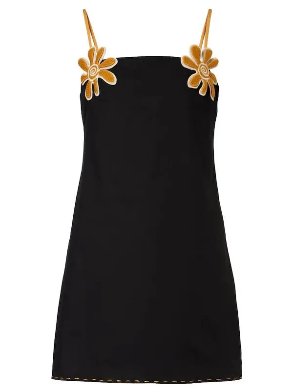 CALA DE LA CRUZ Catania Appliqué Cotton-blend Minidress - Black