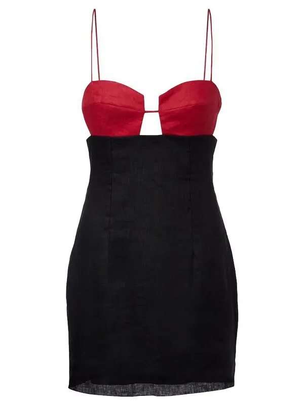CALA DE LA CRUZ Soline Linen Minidress - Black