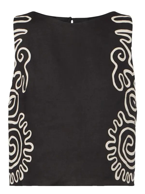 CALA DE LA CRUZ Linen Top - Brown