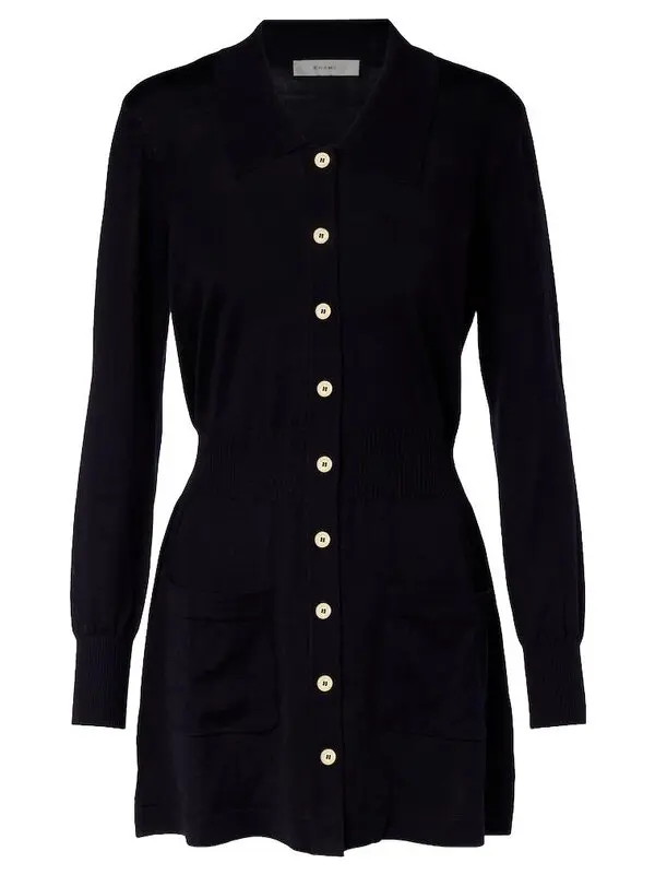 FRAME Wool Polo Dress - Blue